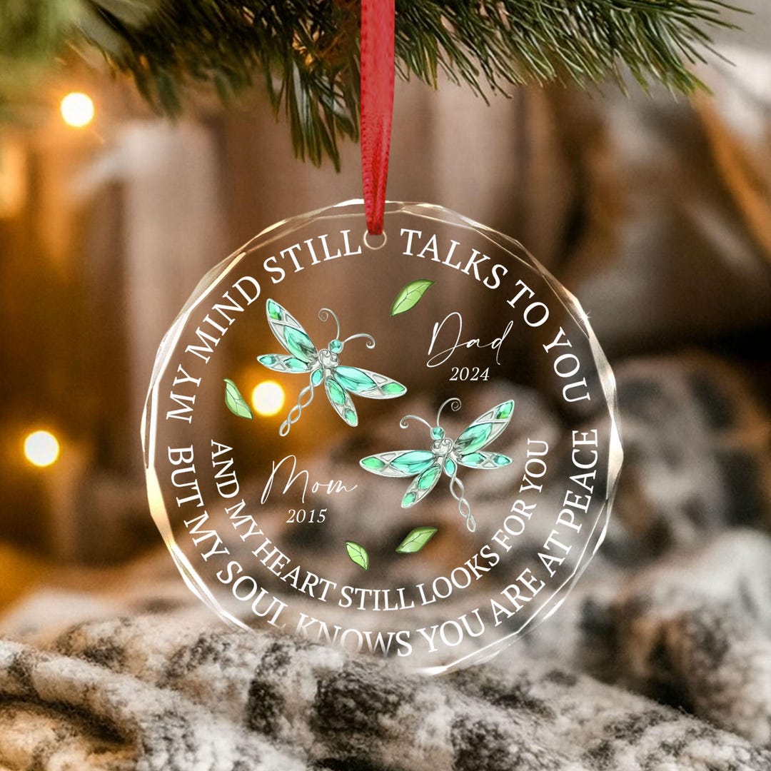 Personalized Dragonfly Memorial Glass Ornament, Custom Sympathy Gift ...