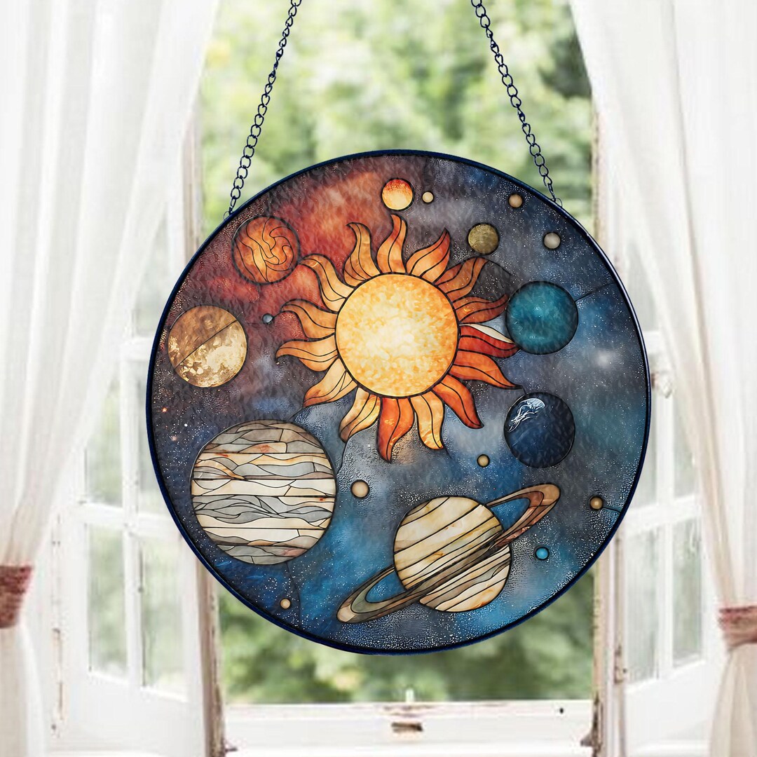 Solar System Stained Glass, Planetary Suncatcher, Astronomy Lover ...