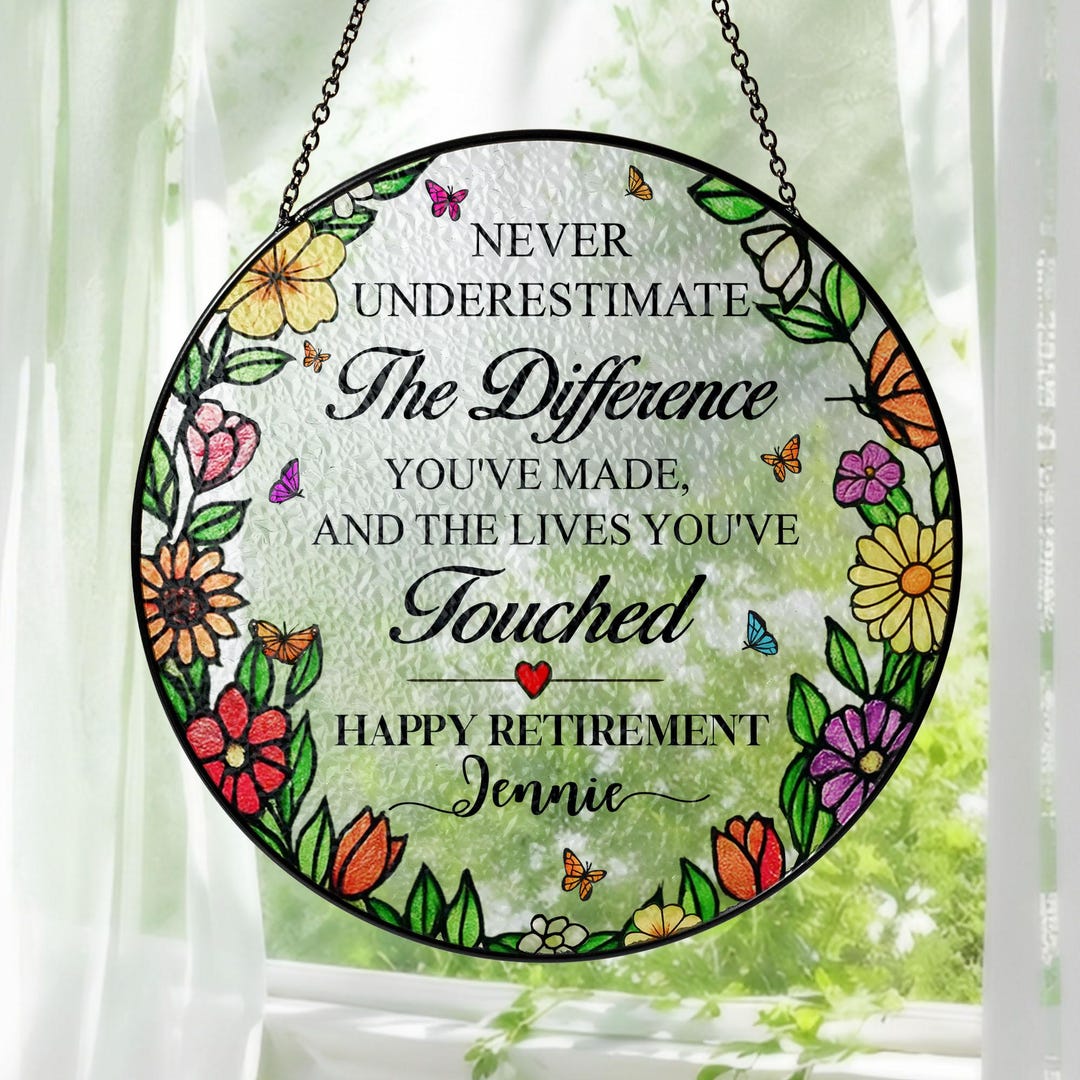 Retirement Gift, Stained Glass Retirement Suncatcher, Colleague ...