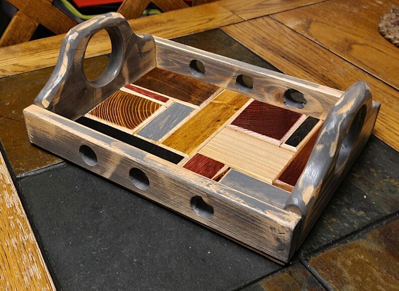 Solid Mosaic Wood Pattern Tray - Etsy