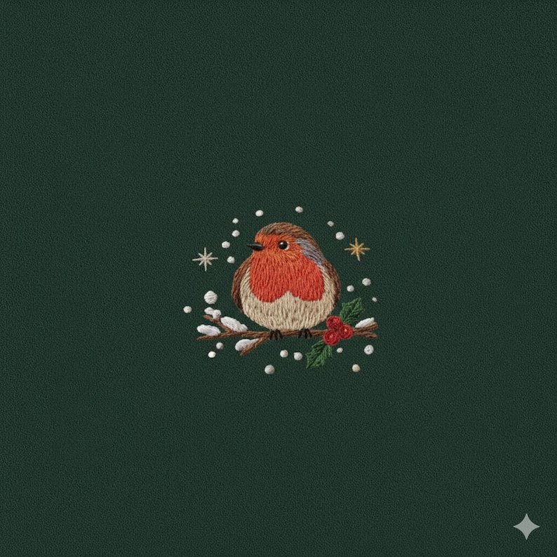 Robin Christmas Embroidered Design– Cozy Winter Bird Design – Holiday ...