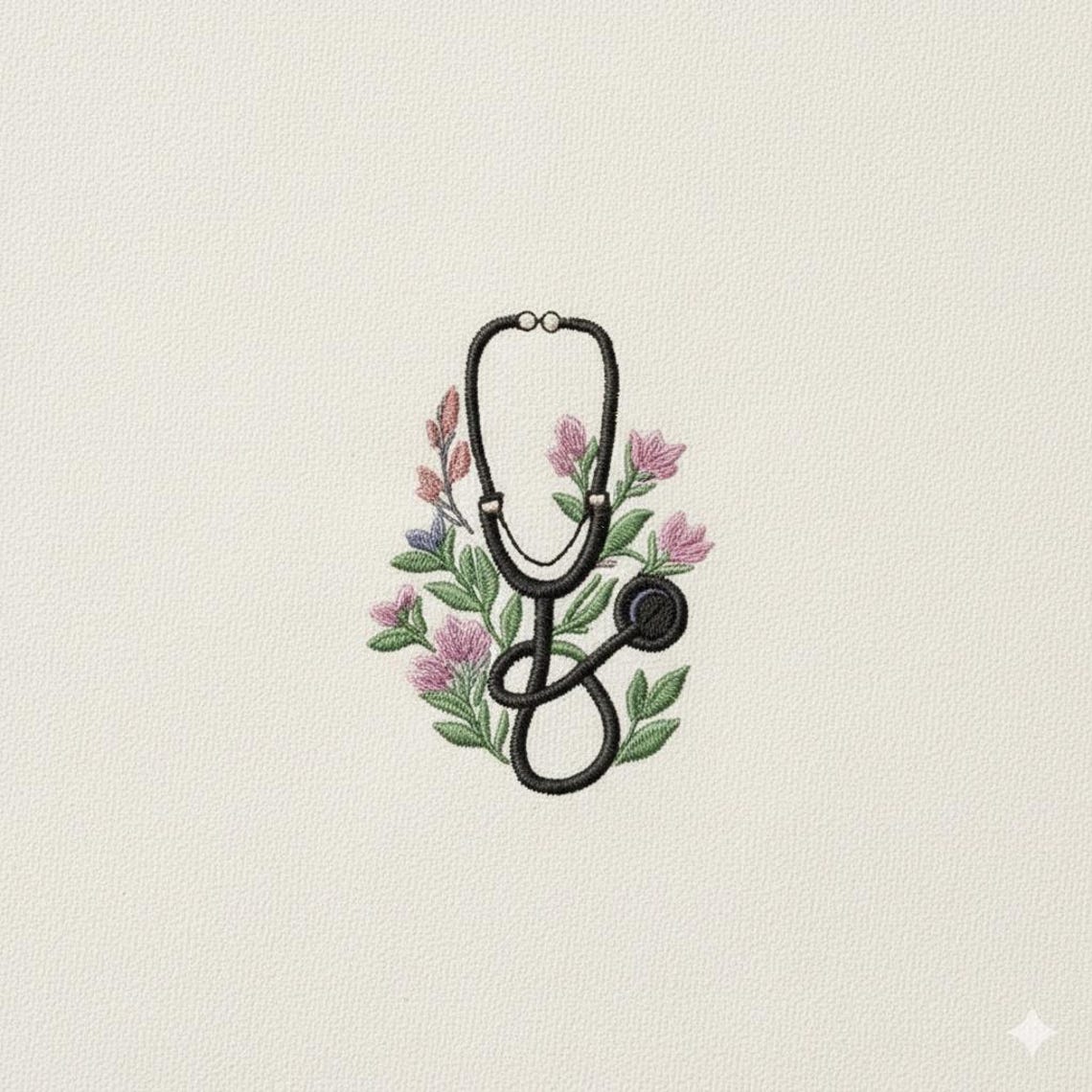 Nurse Stethoscope Embroidery Design, Floral Nurse Embroidered Pattern ...