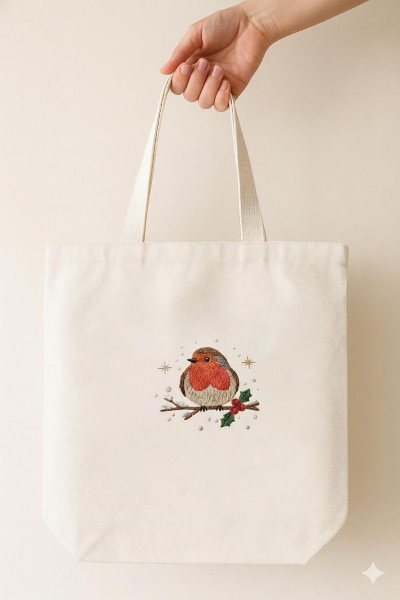 Robin Christmas Embroidered Design– Cozy Winter Bird Design – Holiday ...