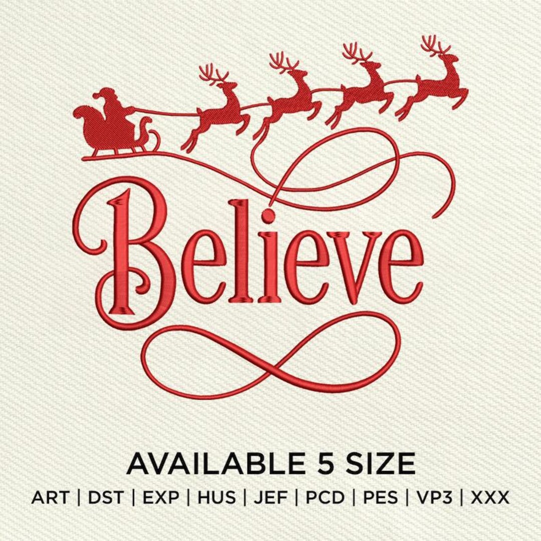 Christmas Embroidery Designs, Believe Embroidery Design, Believe ...