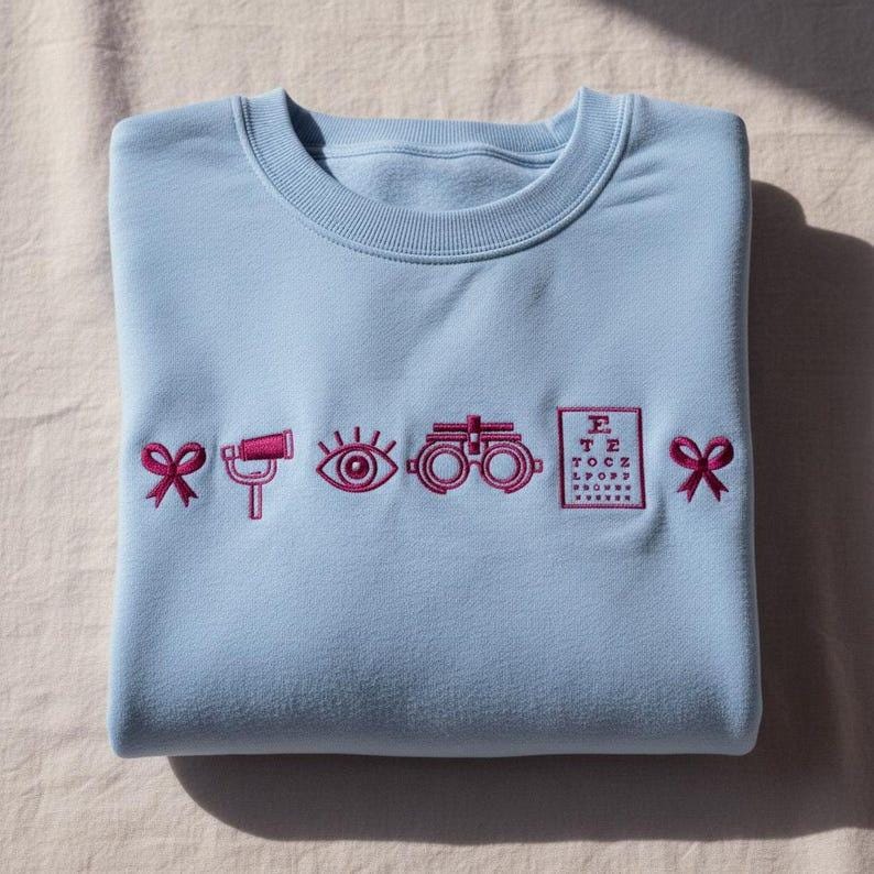 Optometrist Embroidered Design, Certified Paraoptometric Crewneck, Eye ...