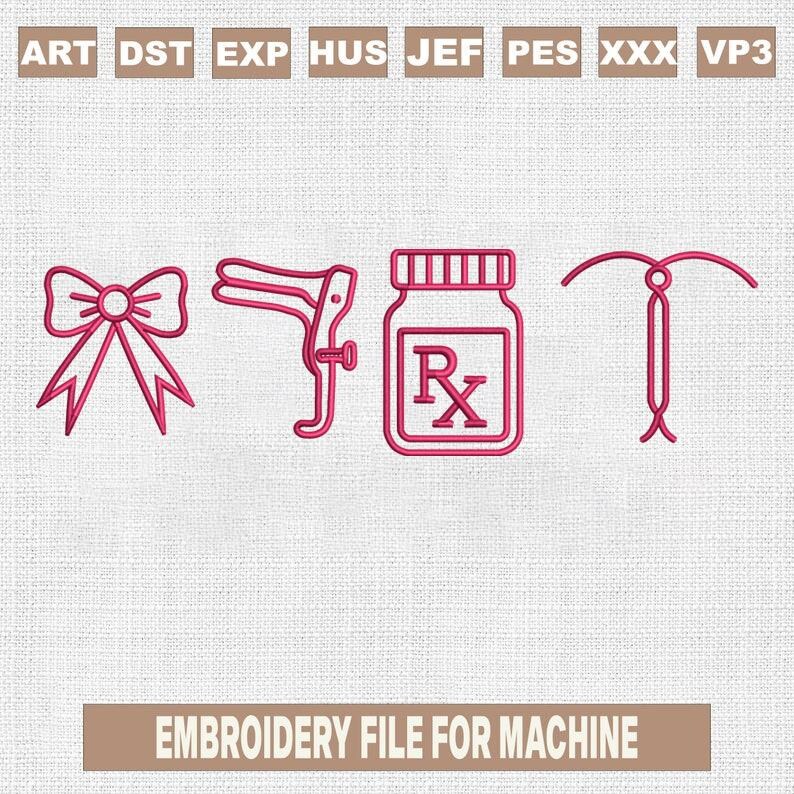 OBGYN Embroidery Design, Medical Icons Embroidery File, Gynecologist ...