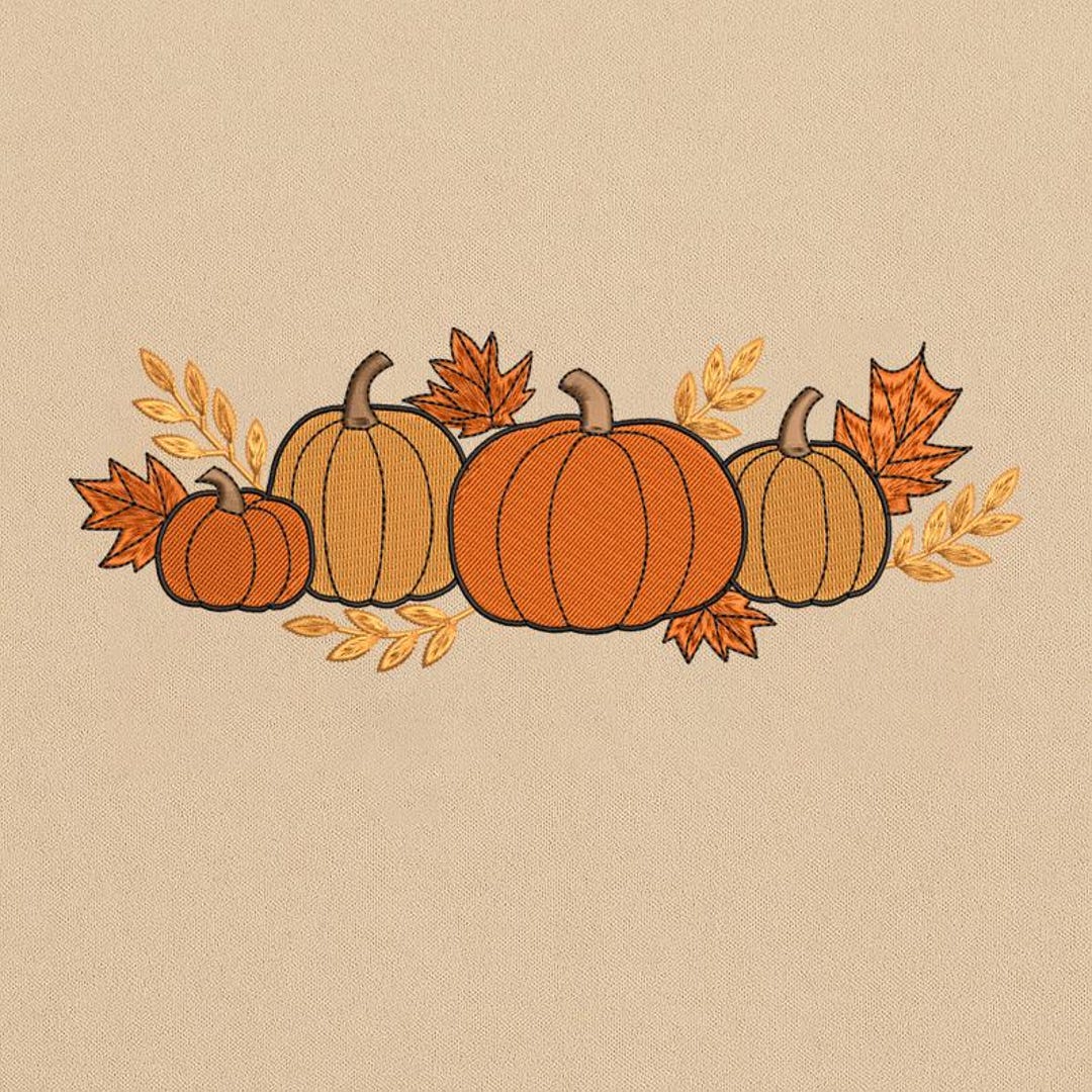 Autumn Pumpkins Embroidery Design, Fall Embroidery File, Machine ...