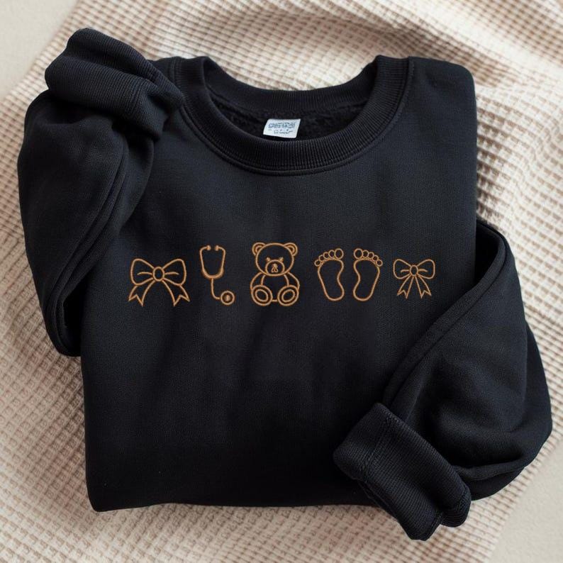 Embroidered NICU Nurse Design, NICU Rn Coquette Bows Design, Neonatal ...