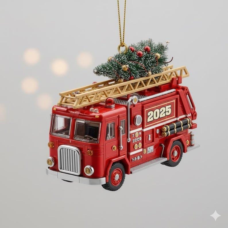 Fire Truck Ornament Custom Name, Firefighter Christmas Decor ...
