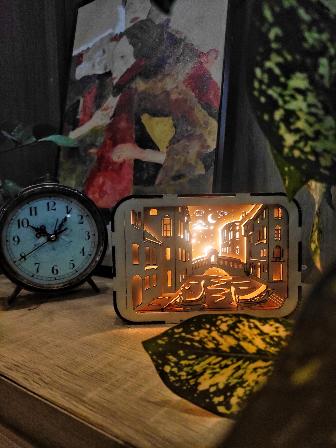 Venice Gondola Lightbox: Handmade Wood Night Lamp, Travel Diorama - Etsy