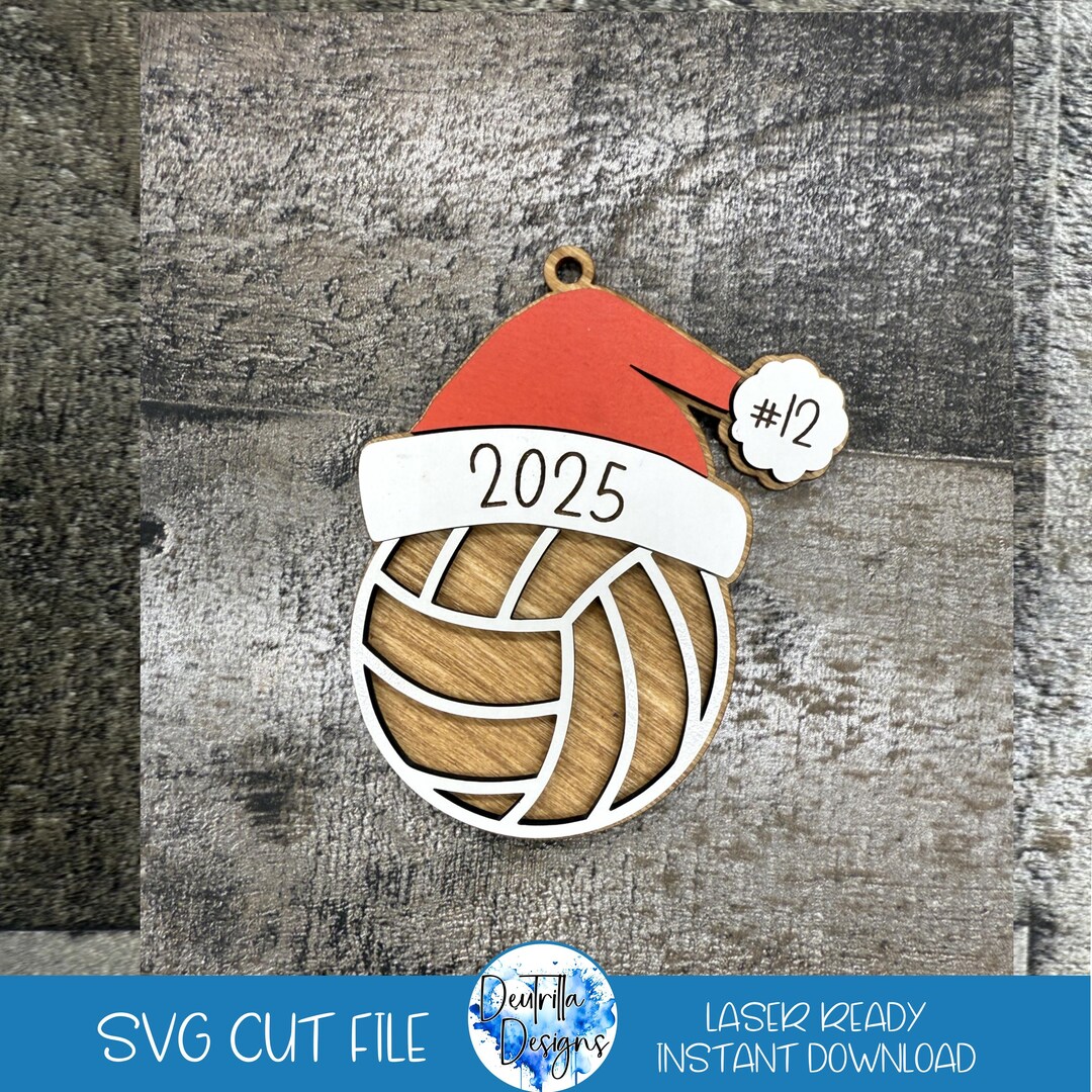 Sports Santa Volleyball Ornament SVG | Christmas Cut File (digital ...