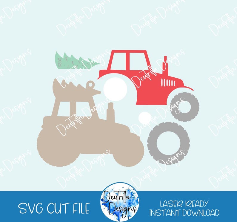 Tractor Ornament SVG | Big Truck SVG | Christmas Ornament Cut File ...