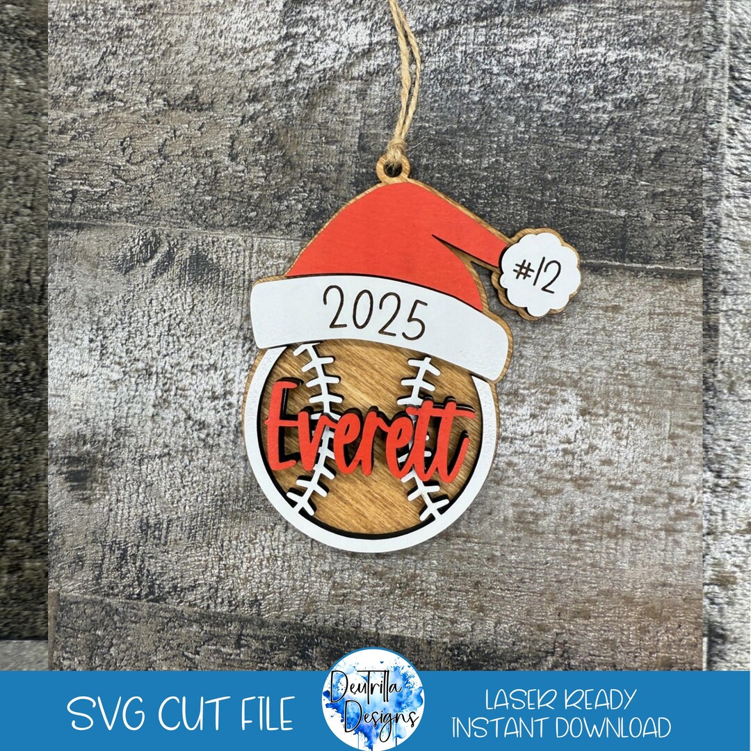 Sports Santa Ornament SVG | Baseball Softball Christmas Cut File - Etsy