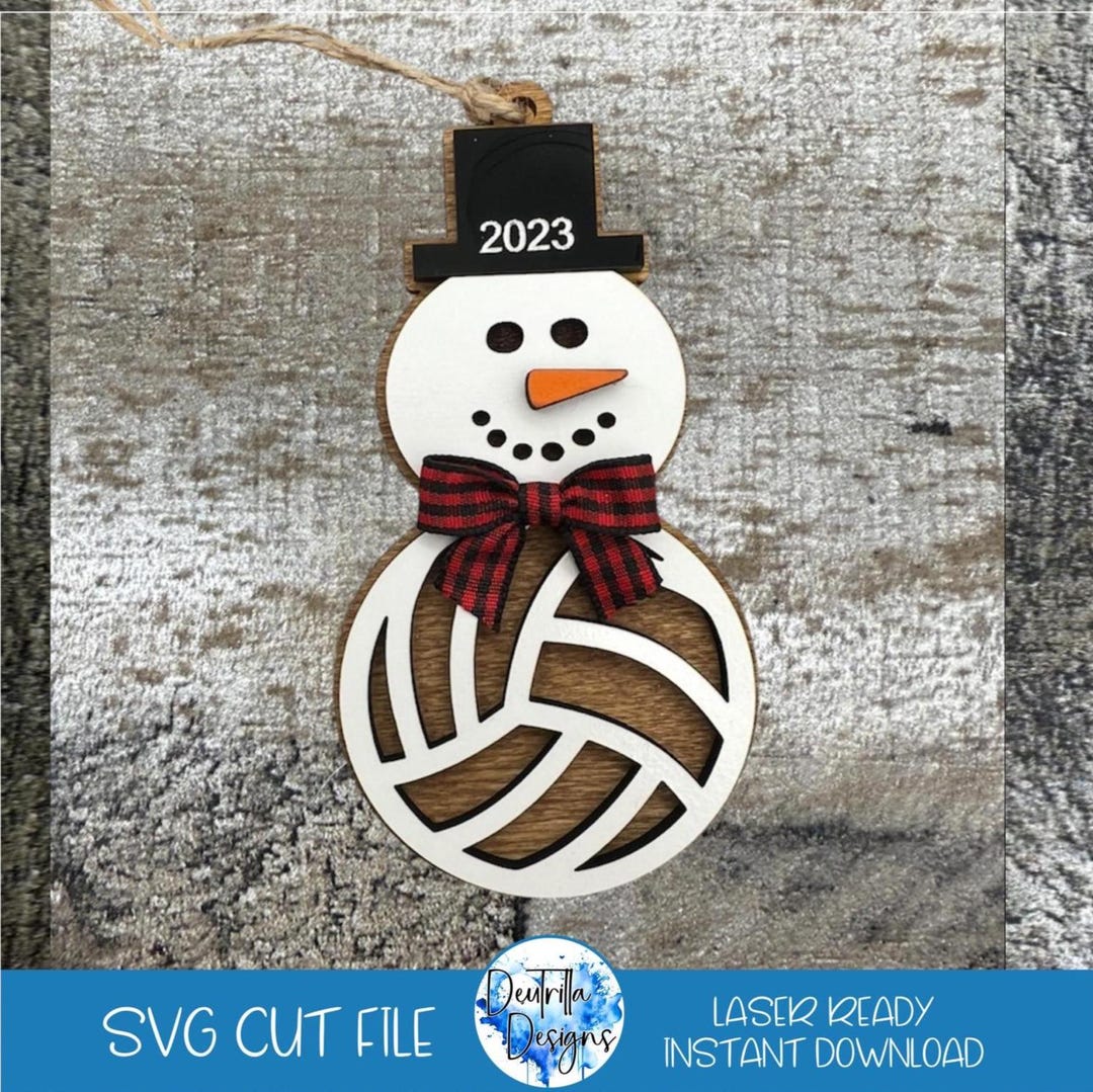 Snowman Volleyball Ornament SVG | Christmas Sports Cut File (digital ...