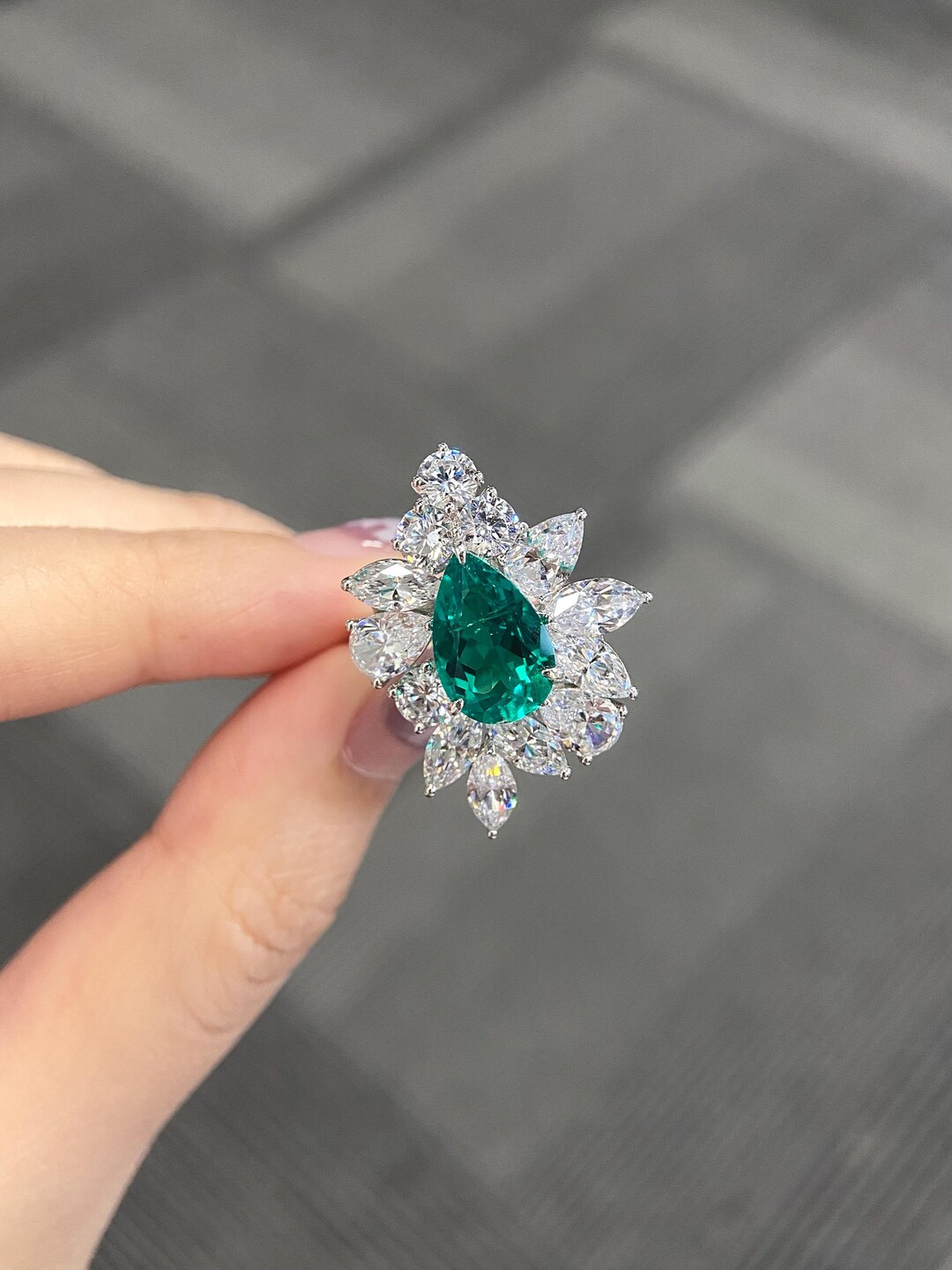 3 Carat Lab Created Emerald Ring Luxury Gold Emerald Engagement Ring ...