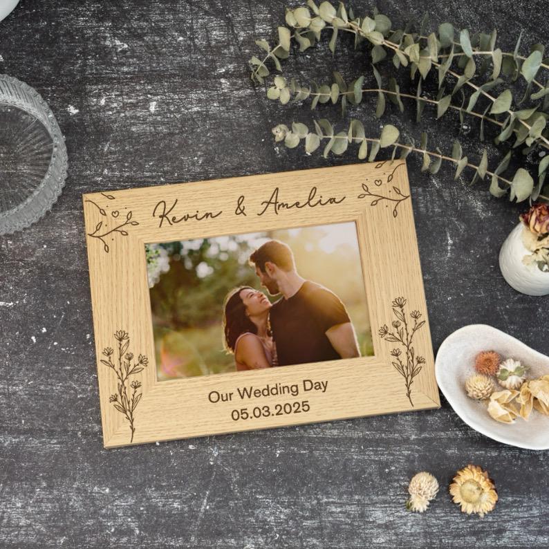Personalized Wedding Gift, Wedding Picture Frame Wood, Mr & Mrs Photo ...