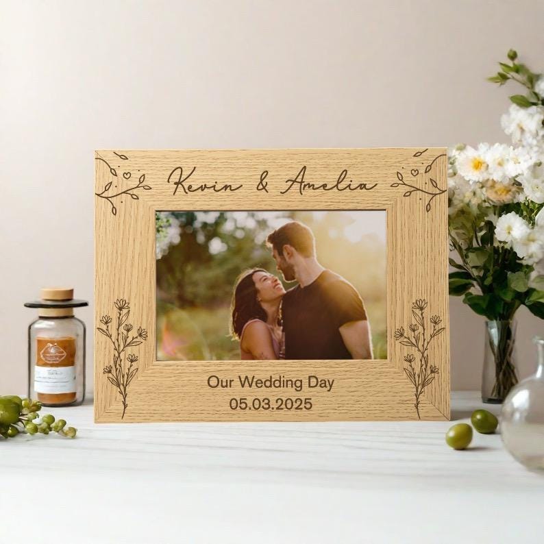 Personalized Wedding Gift, Wedding Picture Frame Wood, Mr & Mrs Photo ...