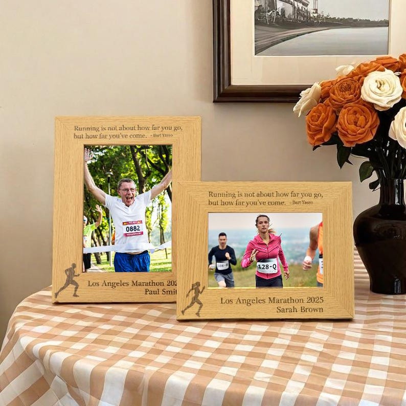 Personalized Marathon Runner Picture Frame, Running Photo Frame, Long ...