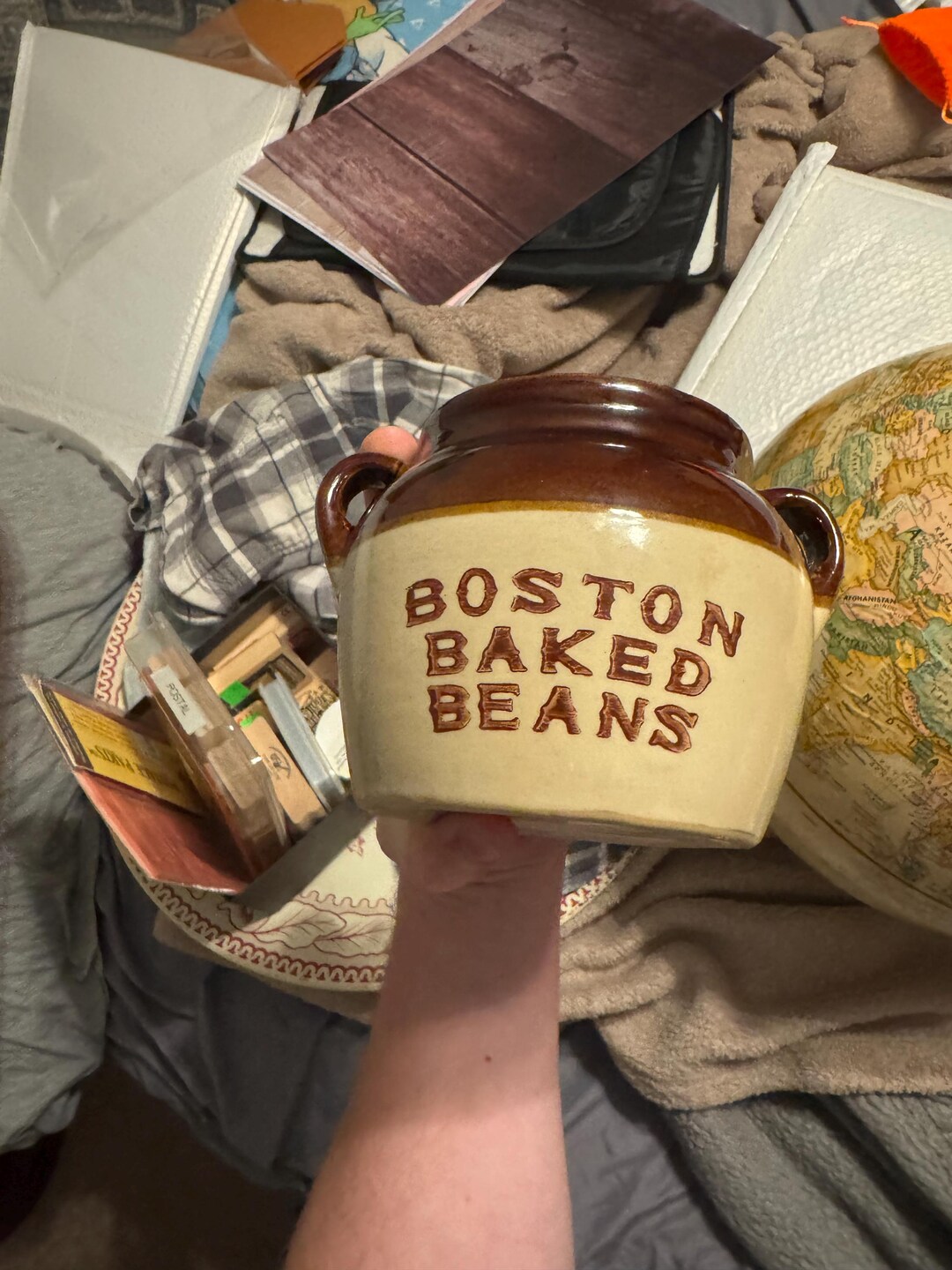 Vintage Boston Baked Beans Crock Pot – Brown & Beige Stoneware Bean Pot ...