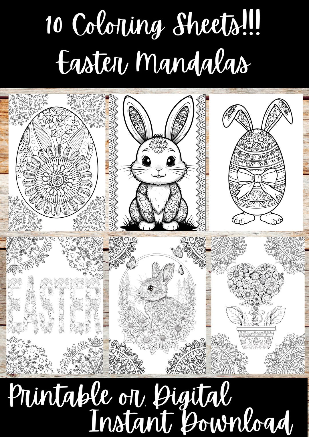 Easter Mandala Coloring Pages Grayscale - 10 Easter Printable Designs ...
