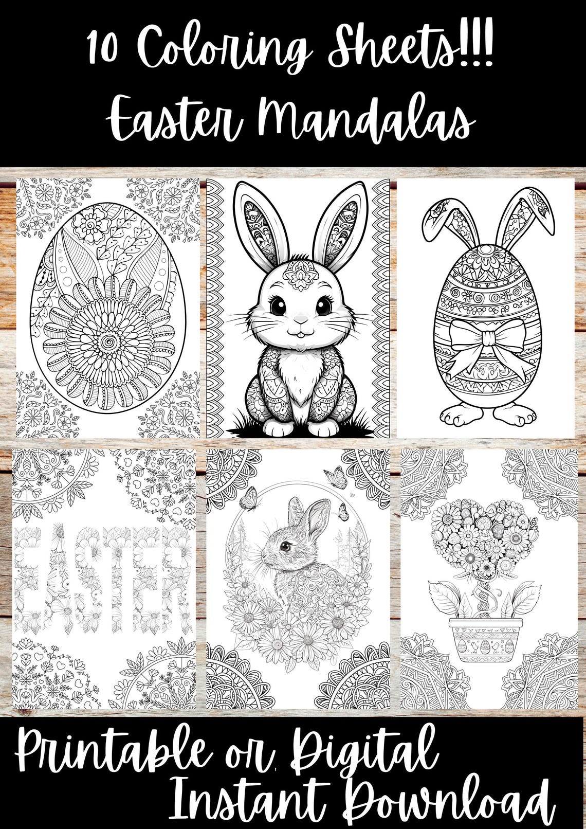 Easter Mandala Coloring Pages Grayscale - 10 Easter Printable Designs ...