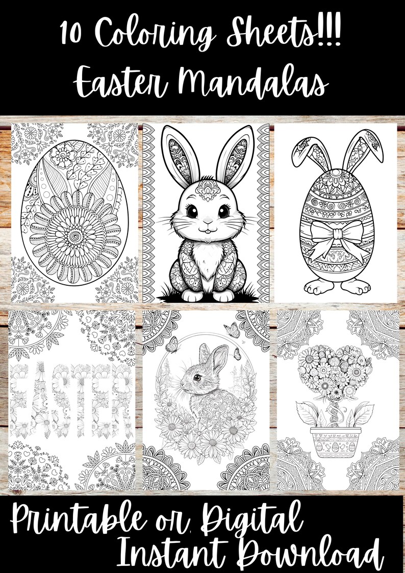 Easter Mandala Coloring Pages Grayscale - 10 Easter Printable Designs ...