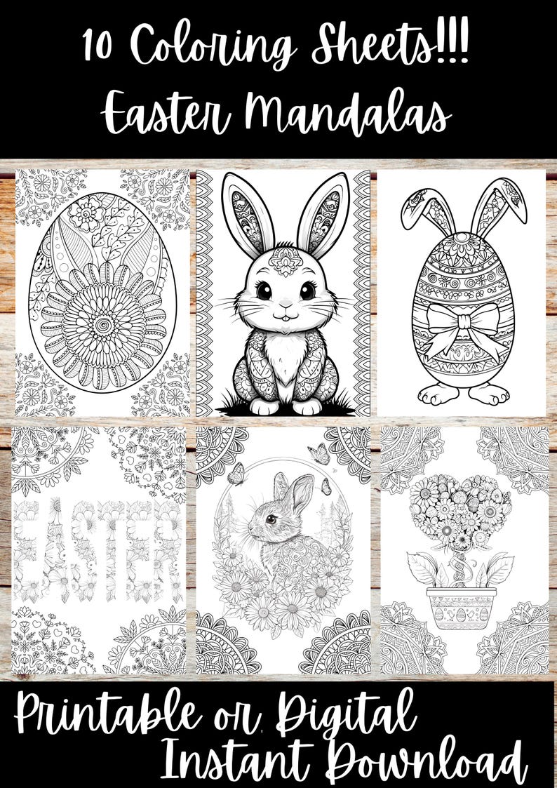 Easter Mandala Coloring Book - 10 Unique Printable Designs - Easter ...