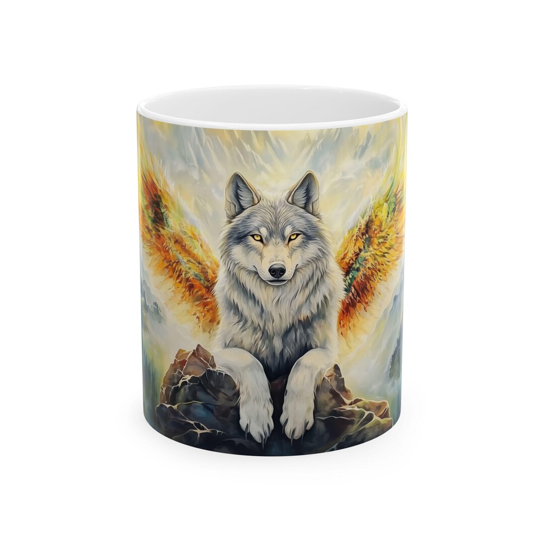Wolf Coffee Mug, Ceramic Tea Cup for Nature Lovers, Wildlife Wolf Art ...