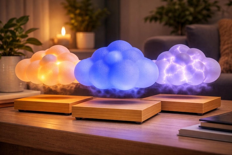 Magnetic Levitation Floating Cloud Night Light With 3 Lighting Modes ...
