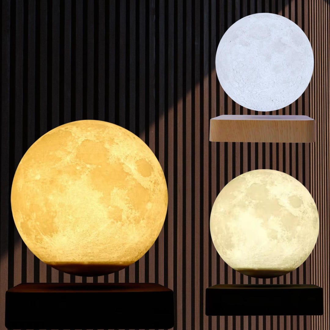 Marery Levitating Moon Lamp - Floating Moon Light Magnetic Desk Lamp ...