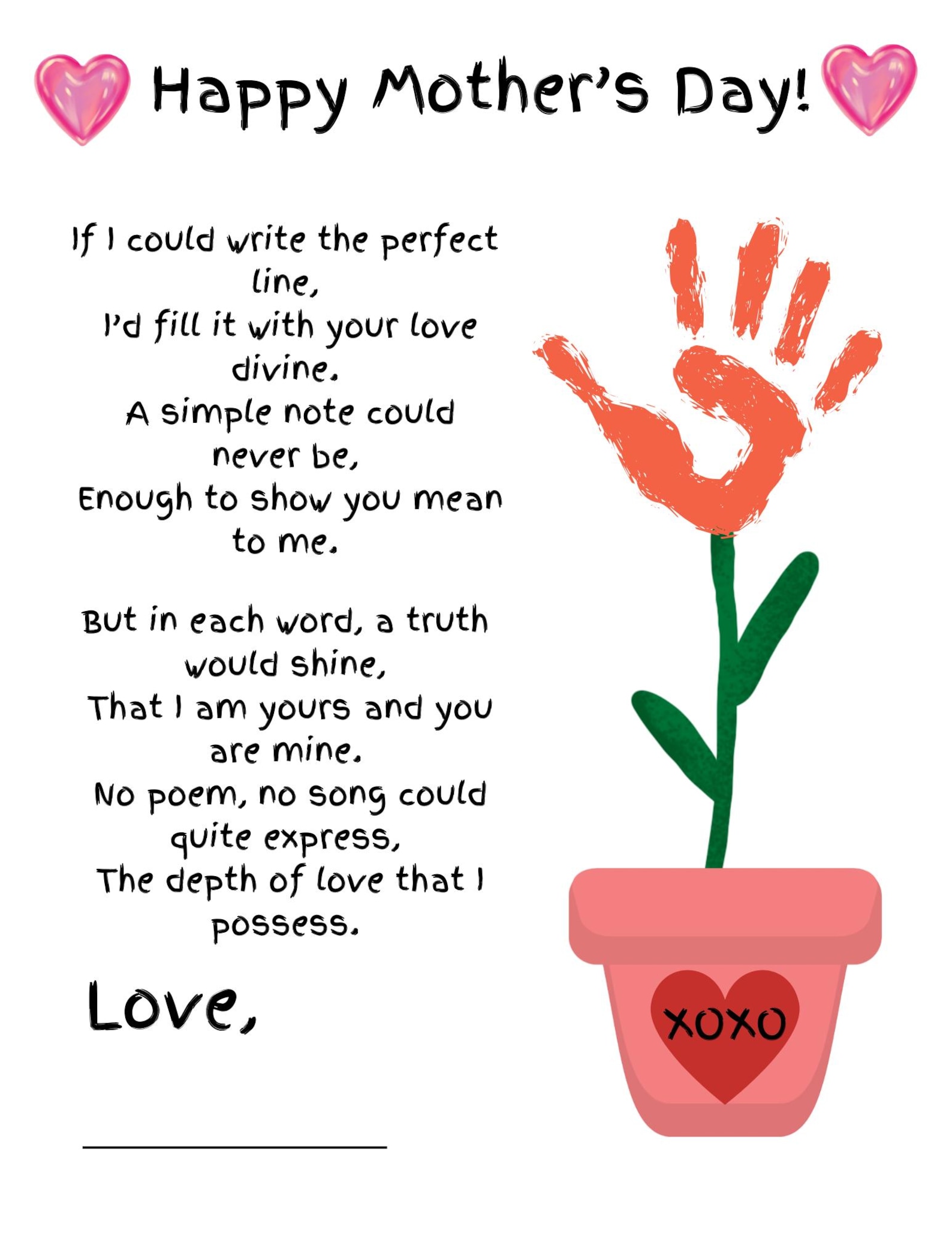 Mother Poem Printable, A Mother Love Poem, Printable Mom Gift, Gift for ...