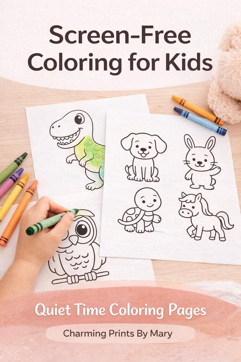Quiet Time Coloring Pages for Kids | Screen-free Animal Coloring ...