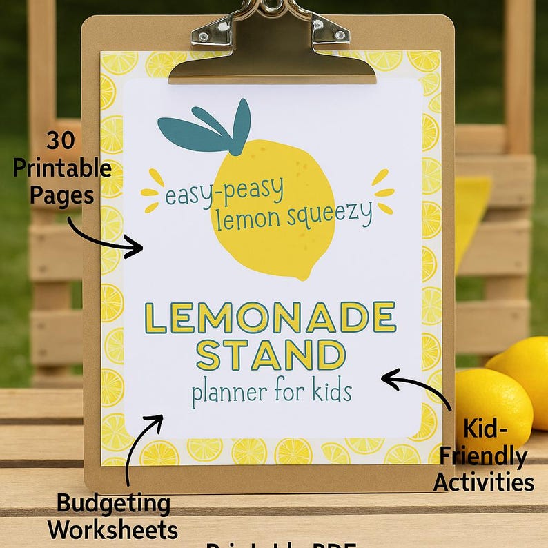 Summer Lemonade Stand Planner for Kids, Printable Kid's Business ...