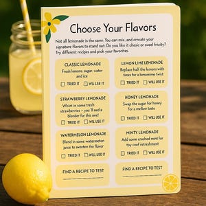 Summer Lemonade Stand Planner for Kids, Printable Kid's Business ...