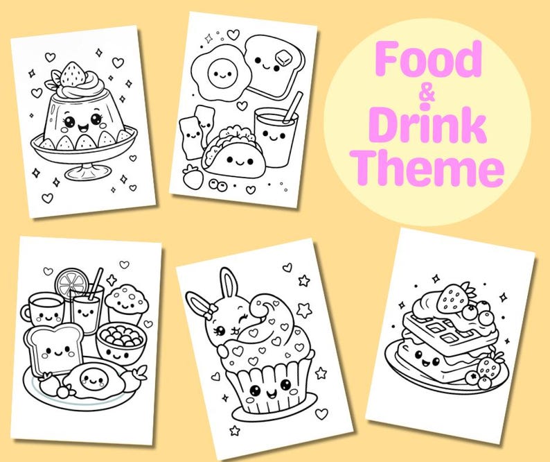 25 Cute Kawaii Food & Drink Coloring Pages | Printable Breakfast and ...