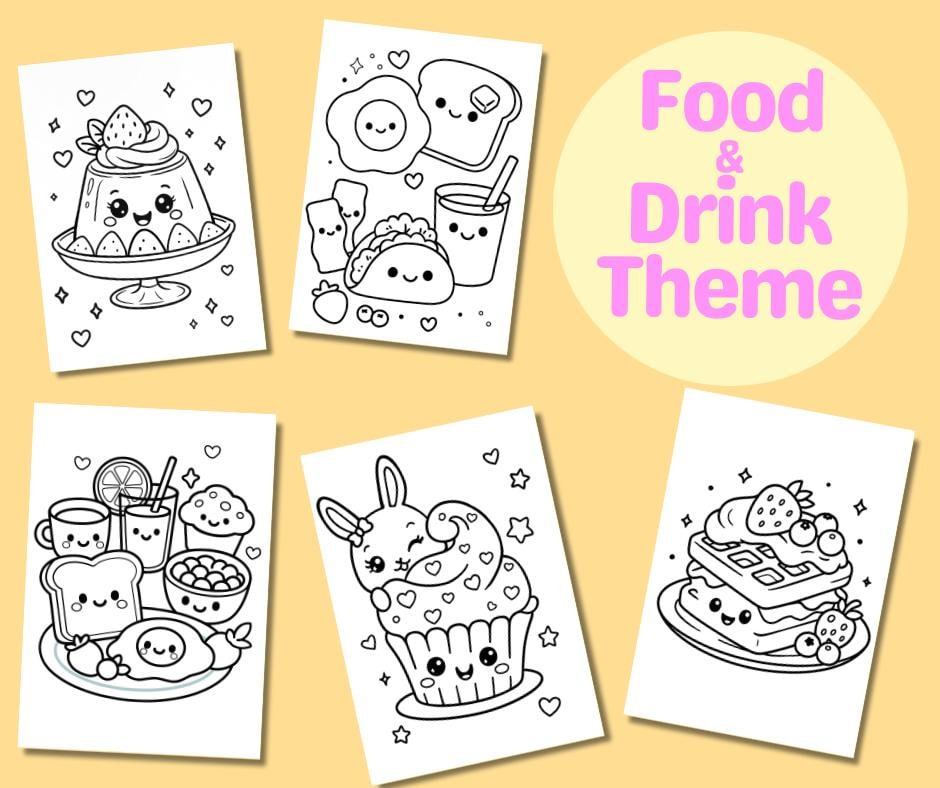25 Cute Kawaii Food & Drink Coloring Pages | Printable Breakfast and ...