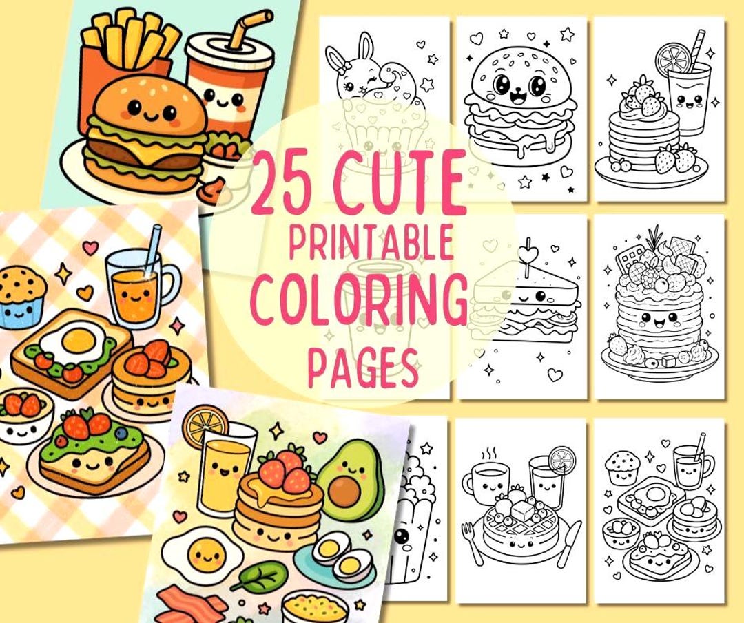 25 Cute Kawaii Food & Drink Coloring Pages | Printable Breakfast and ...