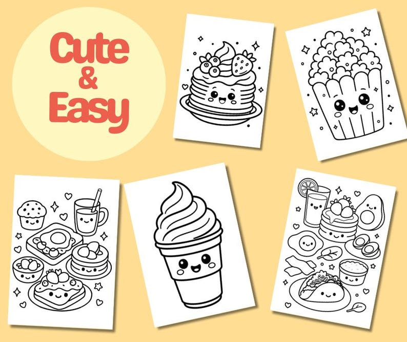 25 Cute Kawaii Food & Drink Coloring Pages | Printable Breakfast and ...