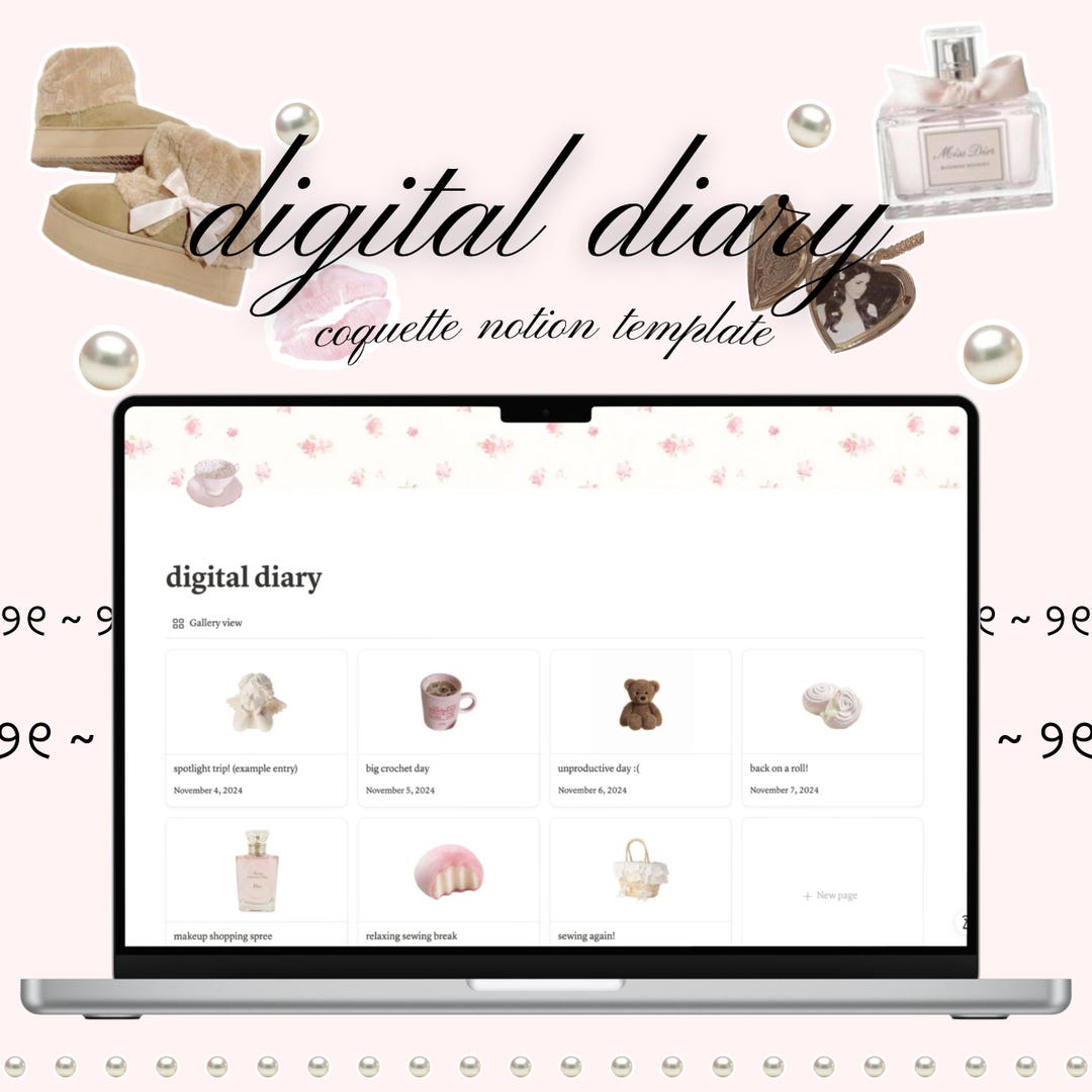 Coquette Digital Diary Notion Template ౨ৎ - Etsy