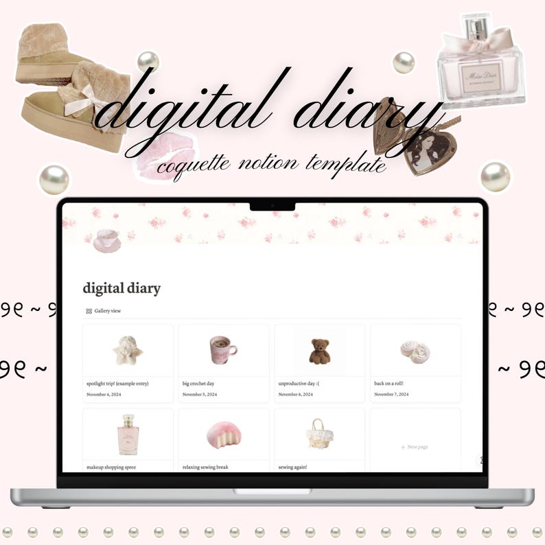 Coquette Digital Diary Notion Template ౨ৎ - Etsy