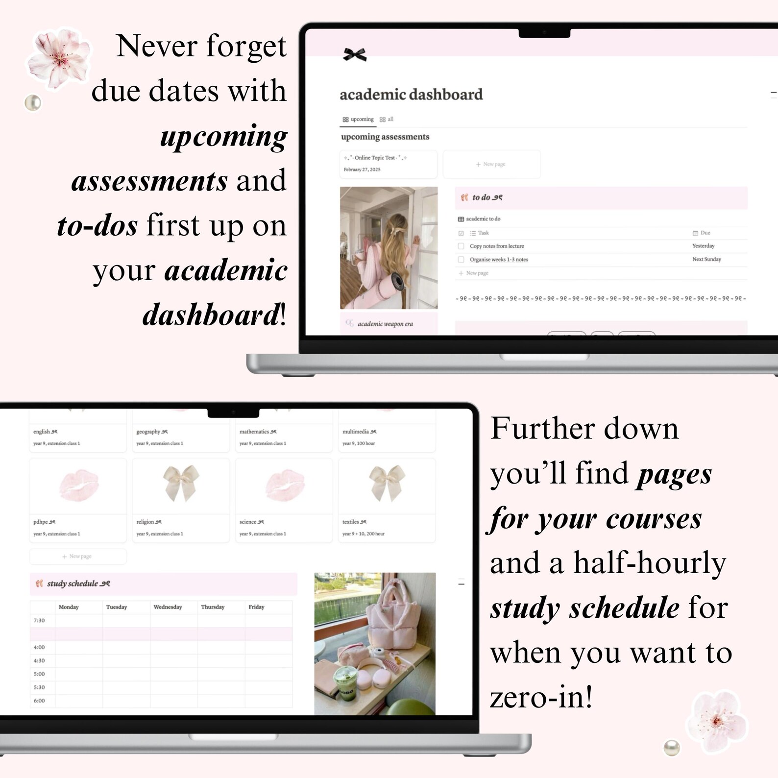 Coquette Notion Template | Personal + Academic Planner ౨ৎ ₊⊹ - Etsy