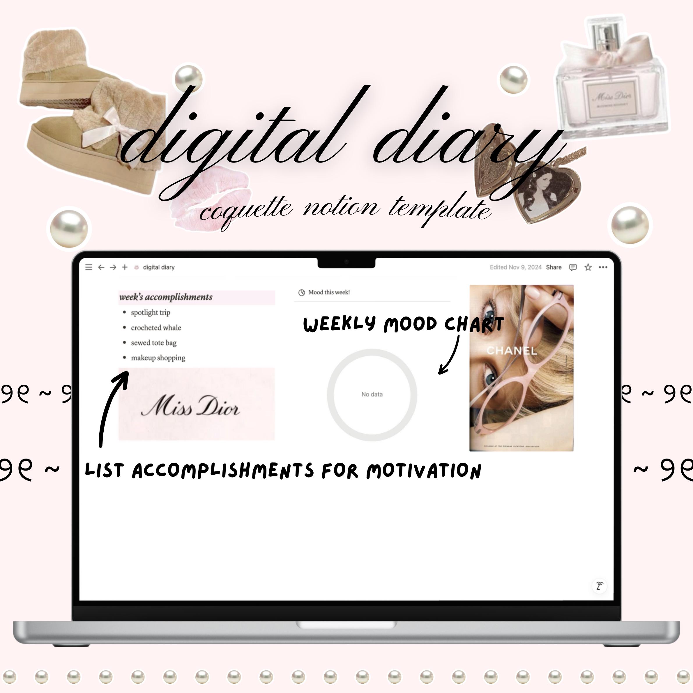 Coquette Digital Diary Notion Template ౨ৎ - Etsy