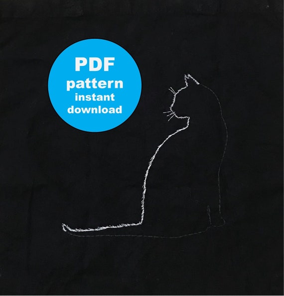 Cat Silhouette Embroidery Pattern - Etsy