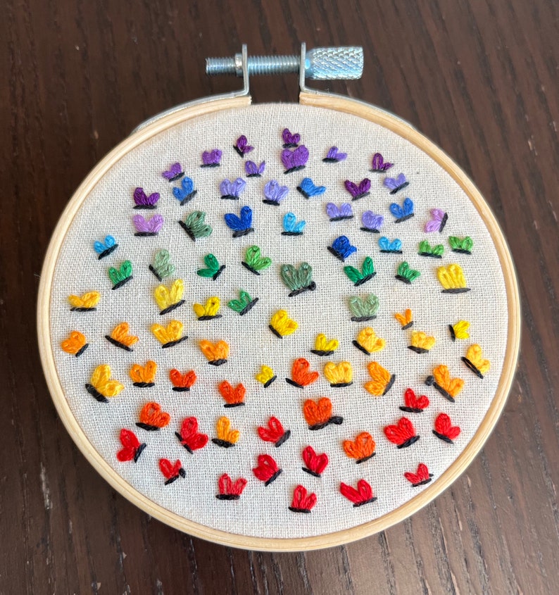 Rainbow Butterfly Cloud - Hand Embroidered Hoop Art (3.5 Inch) - Etsy