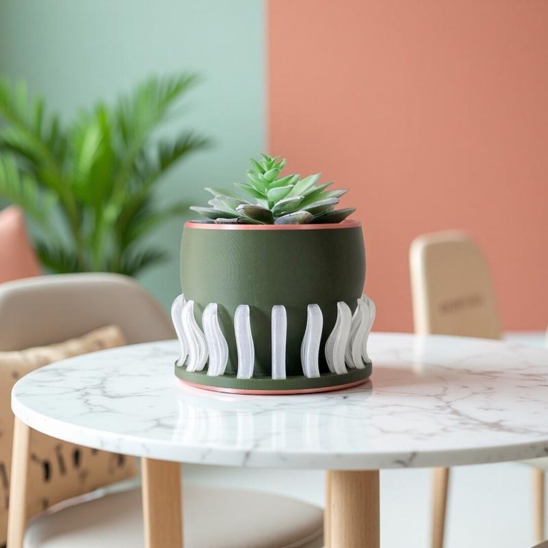 Modern Succulent Planter – 4 Inch Decorative Pot With Wavy Base | 3 ...