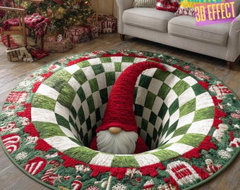 Christmas Gnome 3D Printed Rug, Magic Gnome Welcome Mat, Gnome Indoor ...