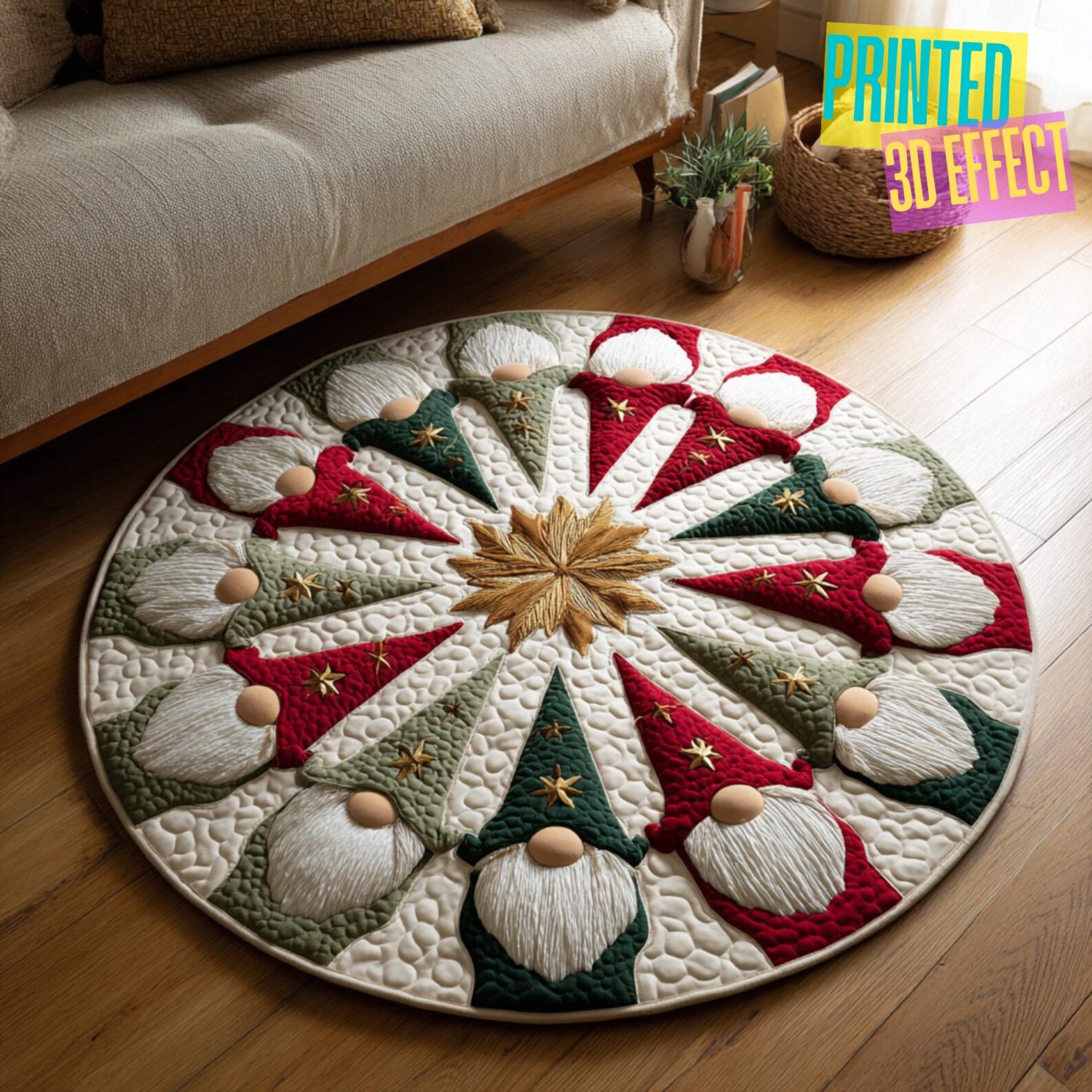 Christmas Gnome 3D Printed Rug, Magic Gnome Welcome Mat, Gnome Indoor ...