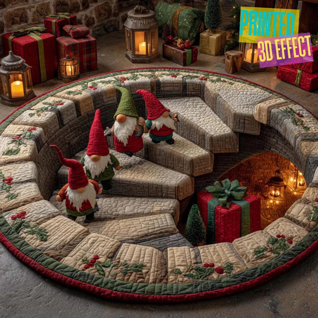 Christmas Gnome 3D Printed Rug, Magic Gnome Welcome Mat, Gnome Indoor ...