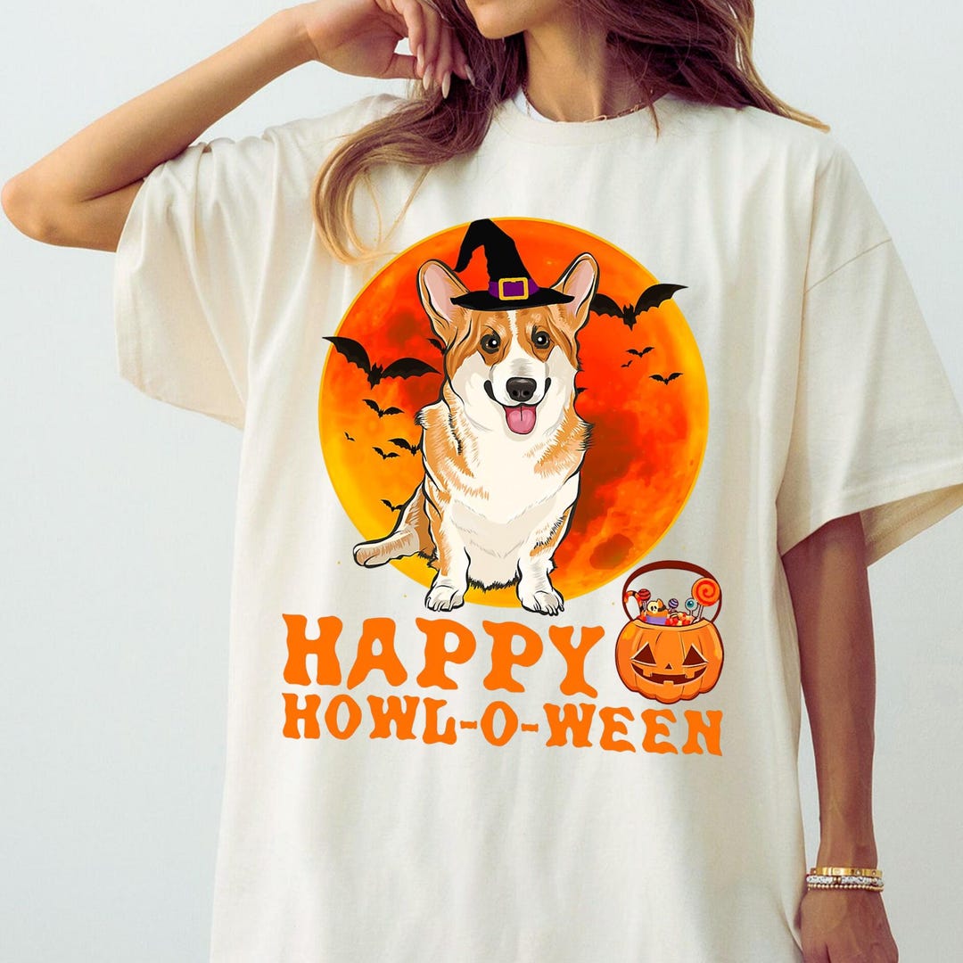 Retro Halloween Corgi Ghost PNG: Spooky Sweatshirt Design (digital ...