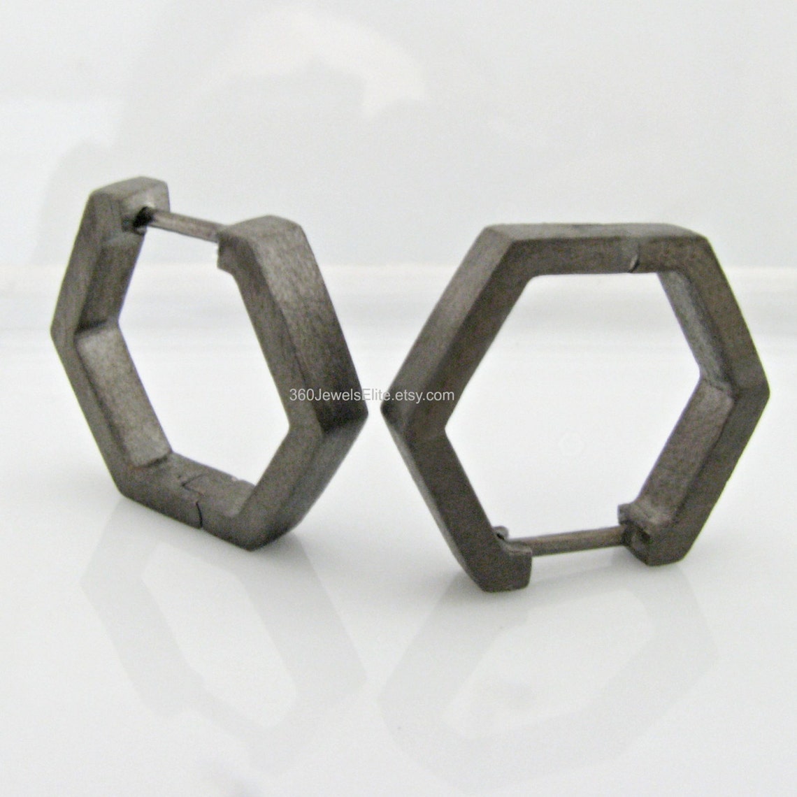 Hexagon Hoops for Men Extra Large Geometric Hoops Black - Etsy